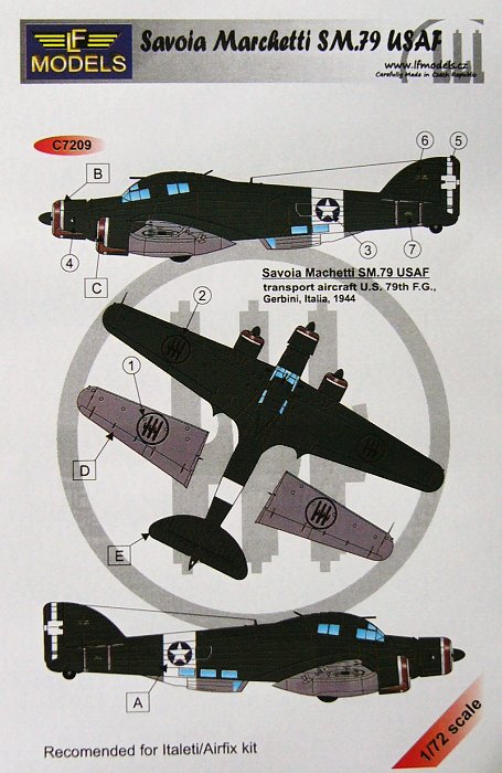 MODELIMEX Online Shop | 1/72 Decals for Savoia Marchetti SM.79 USAF ...