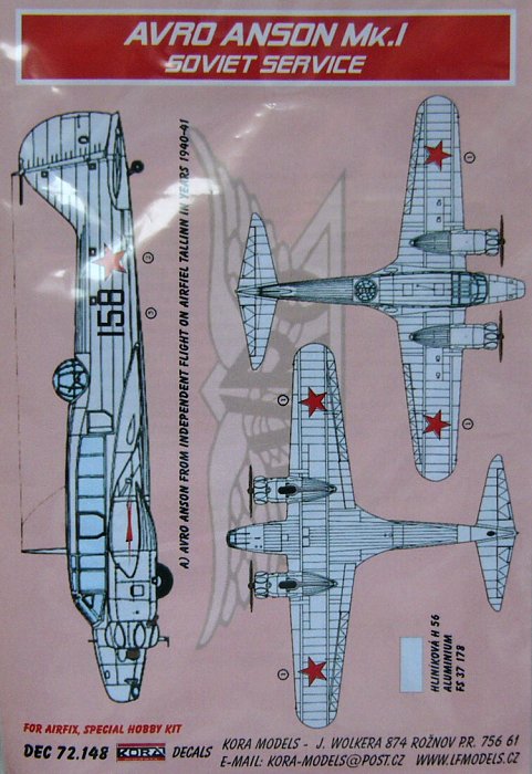 MODELIMEX Online Shop | 1/72 Decals Avro Anson Mk.I (Soviet Service ...
