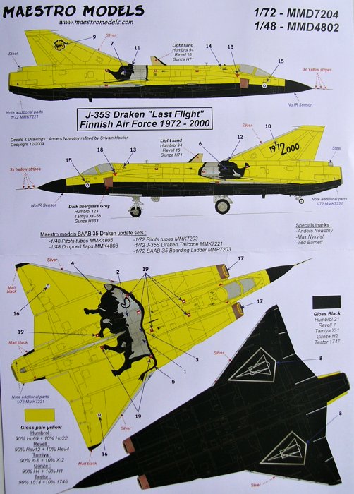 MODELIMEX Online Shop | 1/72 J35S Draken DK-215 Last flight (decals ...