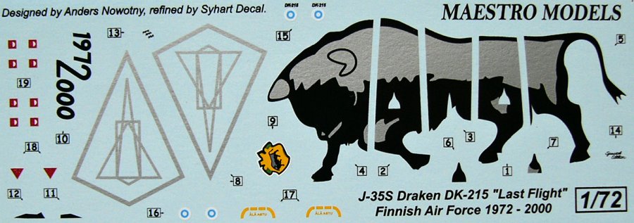 MODELIMEX Online Shop | 1/72 J35S Draken DK-215 Last flight (decals ...