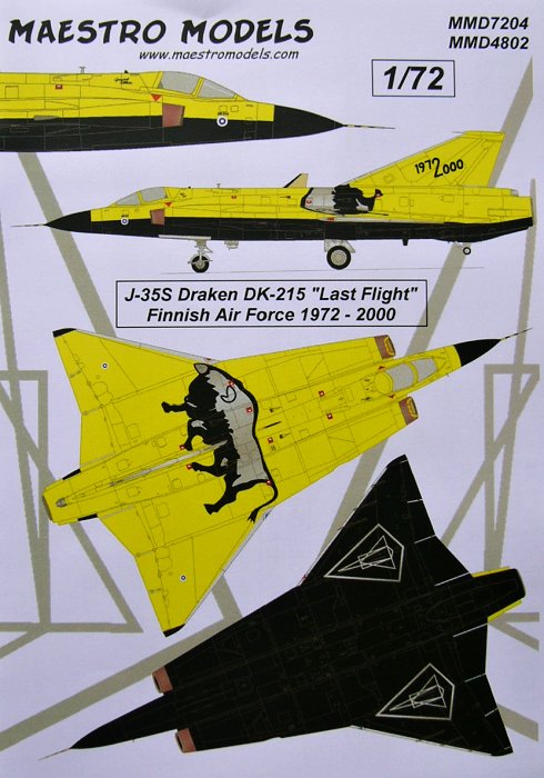 MODELIMEX Online Shop | 1/72 J35S Draken DK-215 Last flight (decals ...