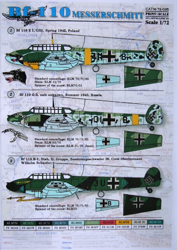 MODELIMEX Online Shop | 1/72 Messerschmitt Bf-110 Part 1 (wet decals ...