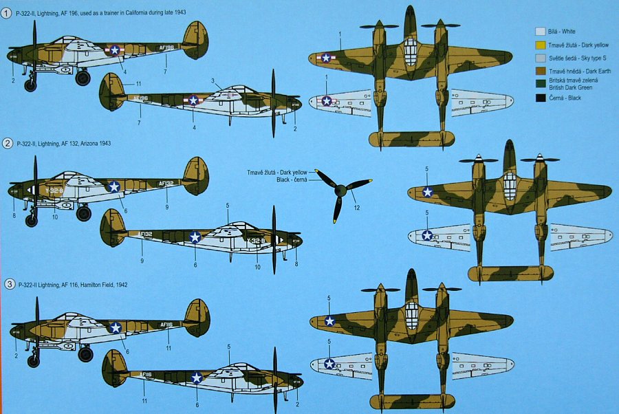 MODELIMEX Online Shop | 1/72 Lightning P-322 II (3x USAAF decals ...