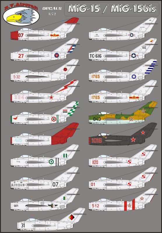 MODELIMEX Online Shop | 1/72 Decals MiG-15/MiG-15bis (19x camo) | your ...