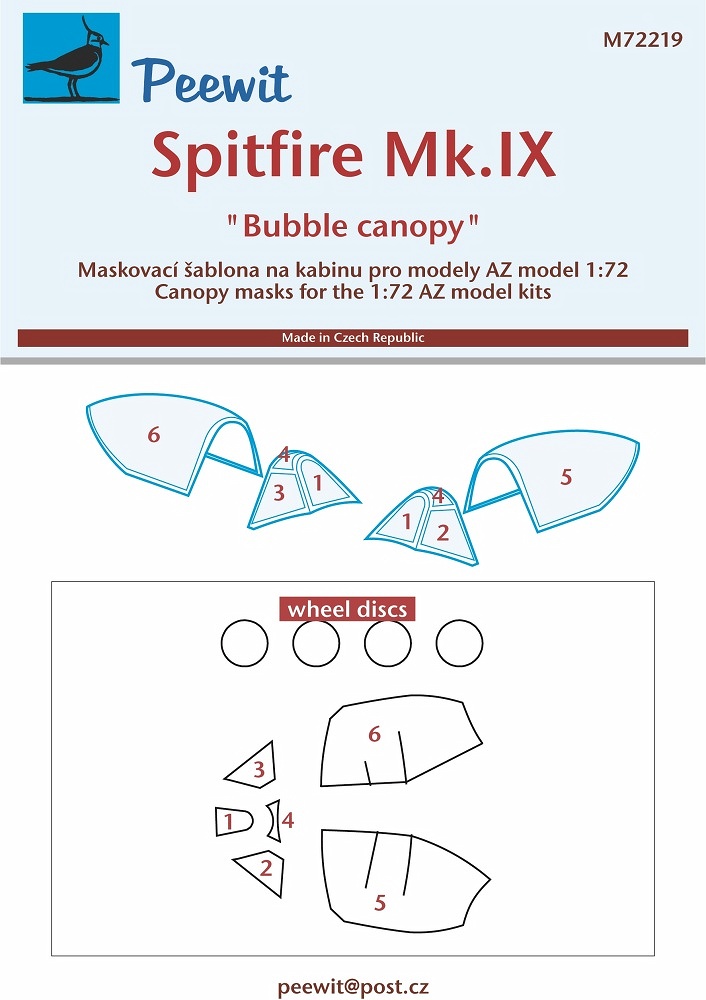 MODELIMEX Online Shop | 1/72 Canopy mask Spitfire Mk.IX Bubble canopy ...